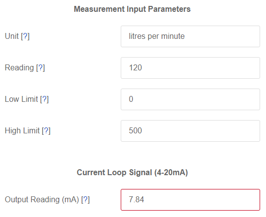 Flow Transmitter 4-20mA Current Output Calculator