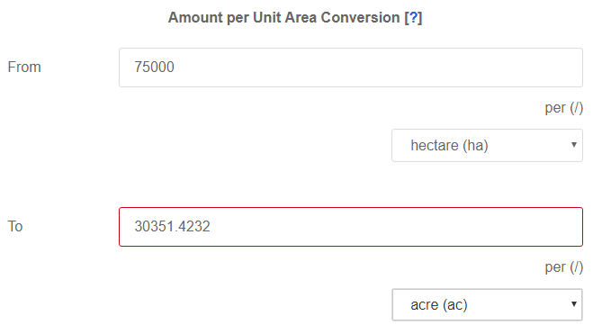 Universal Amount per unit of Area Converter