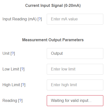0-20mA Signal to Measurement Reading Converter