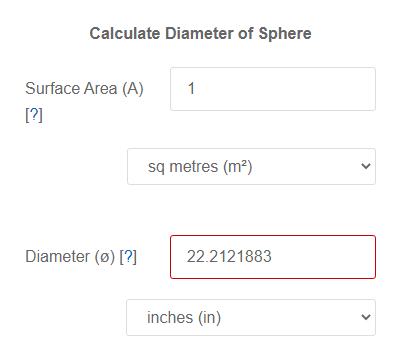 Surface Area to Diameter of Sphere Calculator