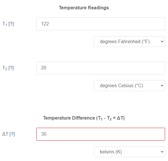 Temperature Difference Calculator