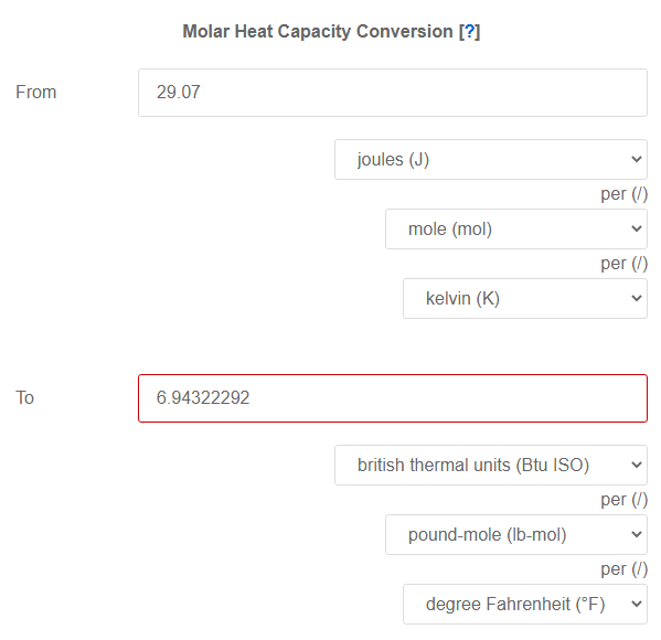 Molar Heat Capacity Converter Molar Heat Capacity Converter