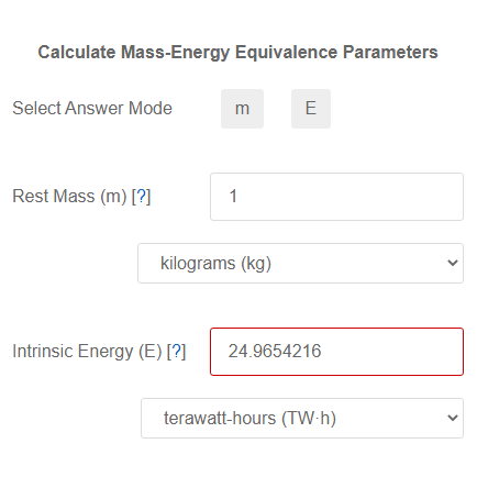 Einstein’s Mass-Energy Equivalence Calculator