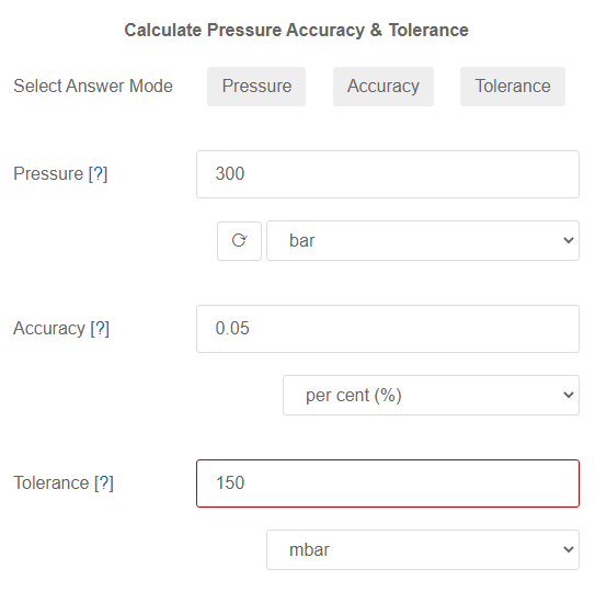 Pressure Measurement Accuracy and Error Calculator