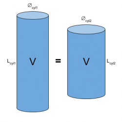 Two Cylinders Dimensions with Equal Volume Calculator