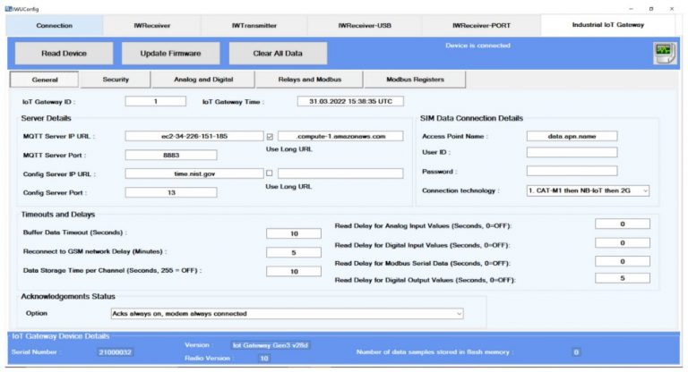 IoT Gateway Wireless Sensors to 2G 3G 4G Modem Receiver