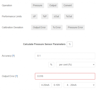Pressure Sensor Output Calculator