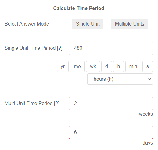 Time Period Multi-Unit Converter