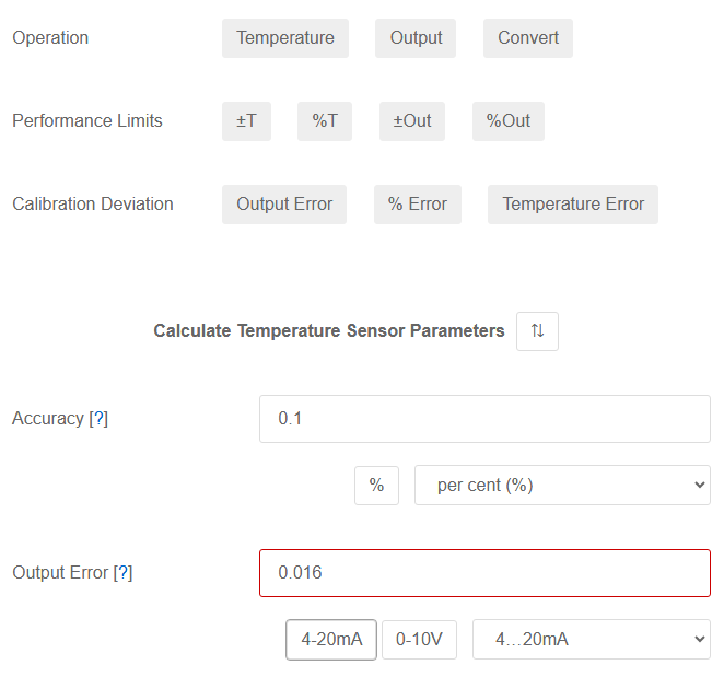 Temperature Sensor Calculator