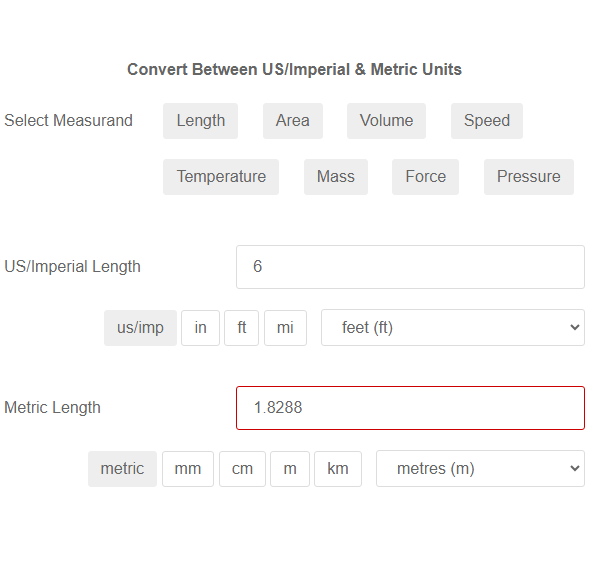 US/Imperial & Metric Units Converter